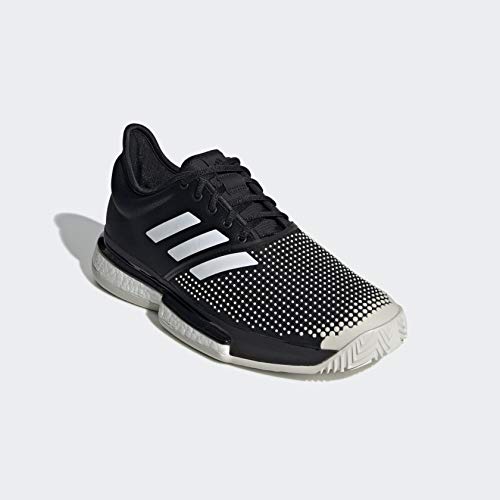 adidas Men's SoleCourt Boost Clay Tennis Shoe, Black/White/raw White, 14.5 M US