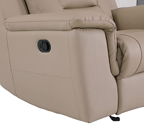 Blackjack Furniture Walker Leather Match Upholstered Reclining Living Room Sofa, Beige