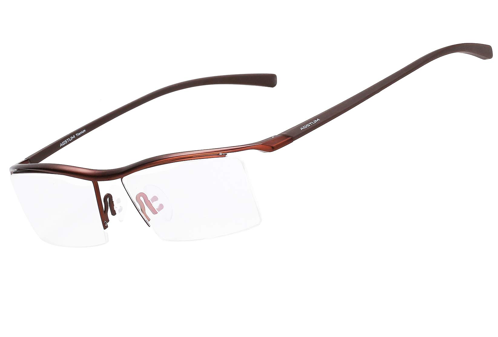 Agstum Pure Titanium Half Rimless Business Glasses Frame Eyeglasses Clear Lens