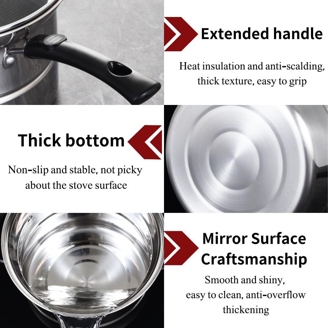 Stainless Steel Pot with Deep Fry Basket, Steamer Pot, Multipurpose Pasta Pot with Steamer Rack, Strainer Glass Lid, 3.5Quart Sauce Pan with Stay-cool Handle for Cooking Gravies, Vegetable Steamer