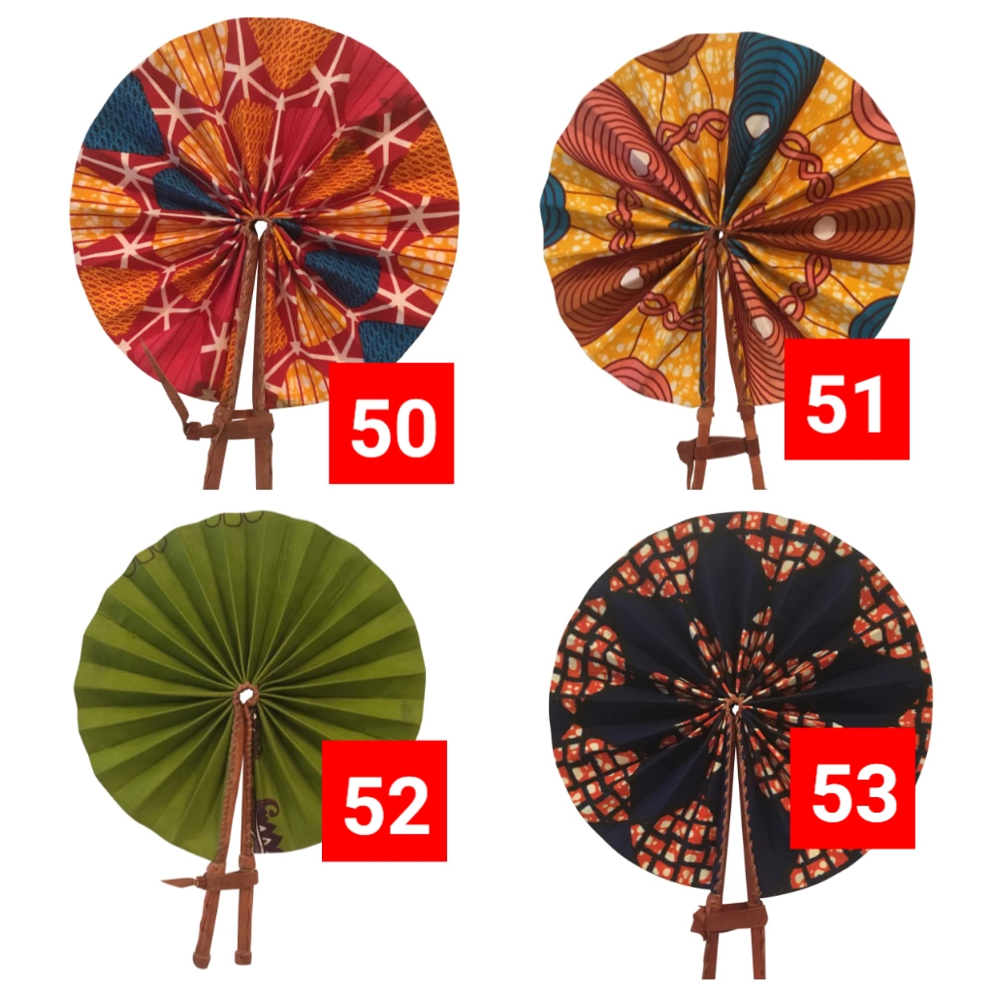 African Folding Hand Fan 3 Pack Set #1