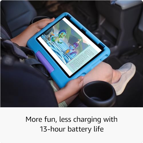 Amazon Fire 10 Kids tablet- 2023, ages 3-7 | Bright 10.1" HD screen with ad-free content and parental controls included, 13-hr battery, 32 GB, Blue