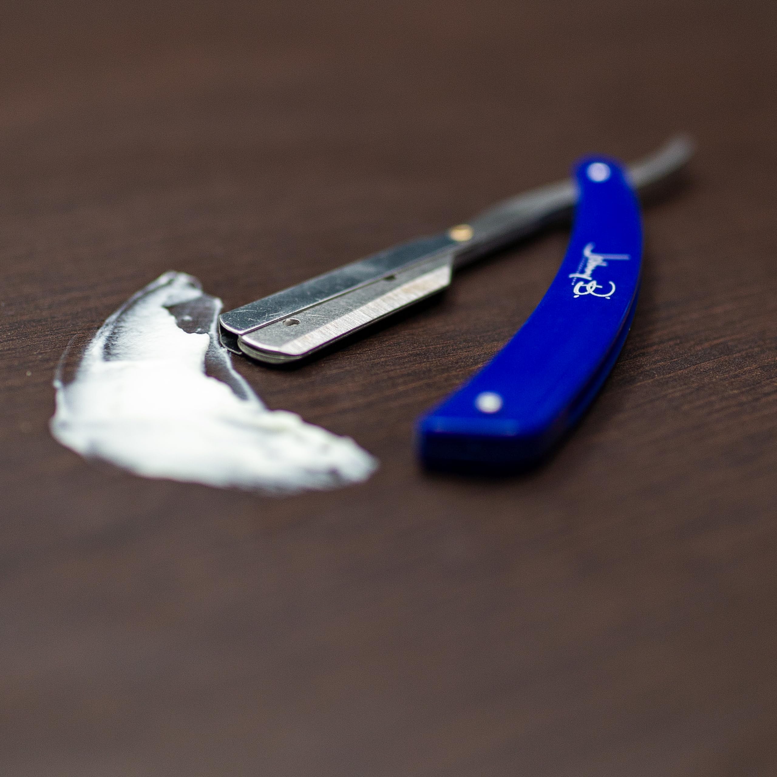 JOHNNY B. Professional Barber Straight Edge Razor, Blue