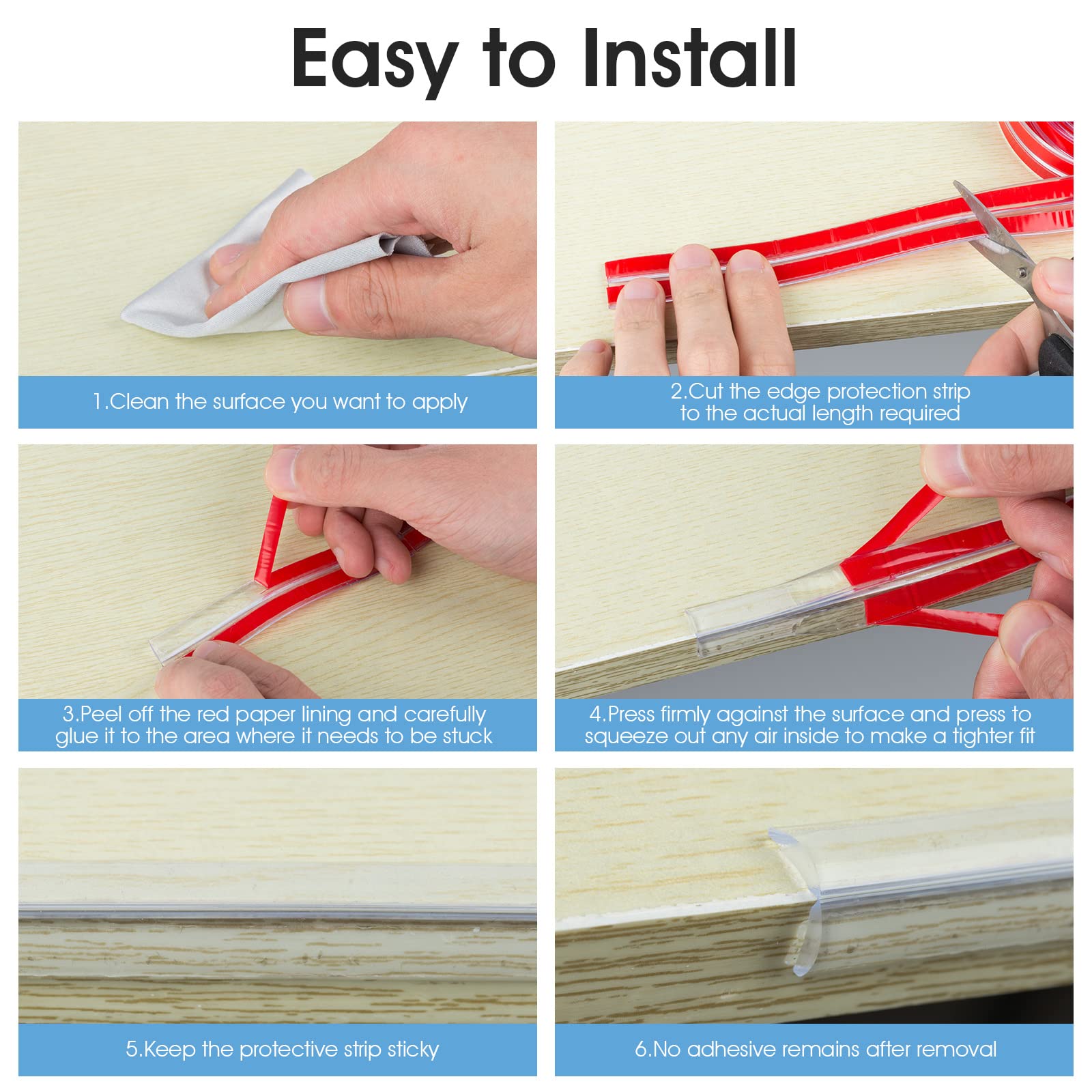 Baby Proofing, Soft Pre-Taped Adhesive 6.6ft Clear Furniture Edge Protector Strip and 4 PCS Right Angle Corner Protectors Guards Safety Bumper Against Sharp Corners for Furniture Cot Table Drawers