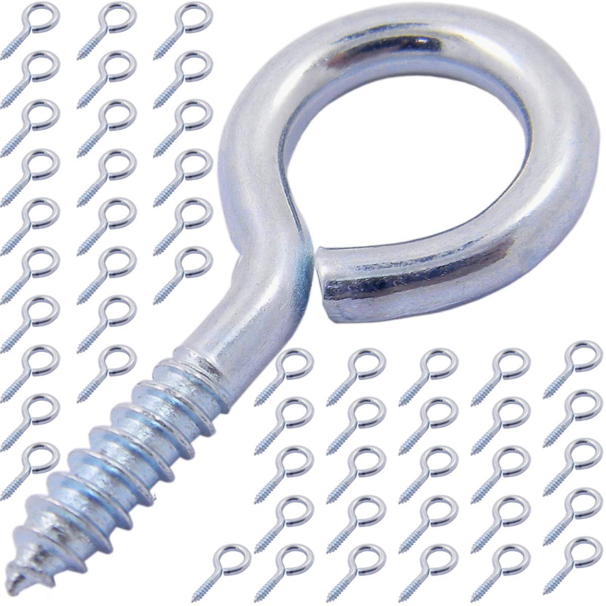 Shells 50PCS 6# Silver Color Zinc Plated Metal Cup Hooks Eye Shape Screw Hooks Self-tapping Screws Hooks Ring 1.18 Inches