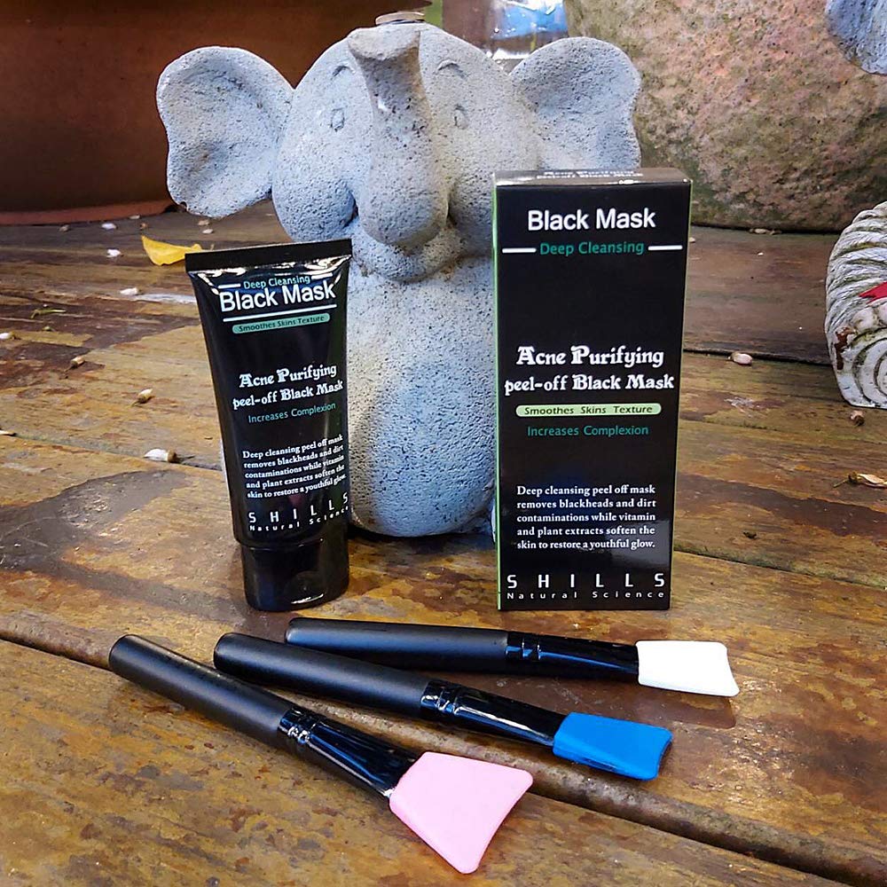 SHILLS Charcoal Face Mask, Peel Off Mask, Charcoal Mask, Peel Off Mask, Deep Cleansing, Purifying, Activated Charcoal Mask with Brush