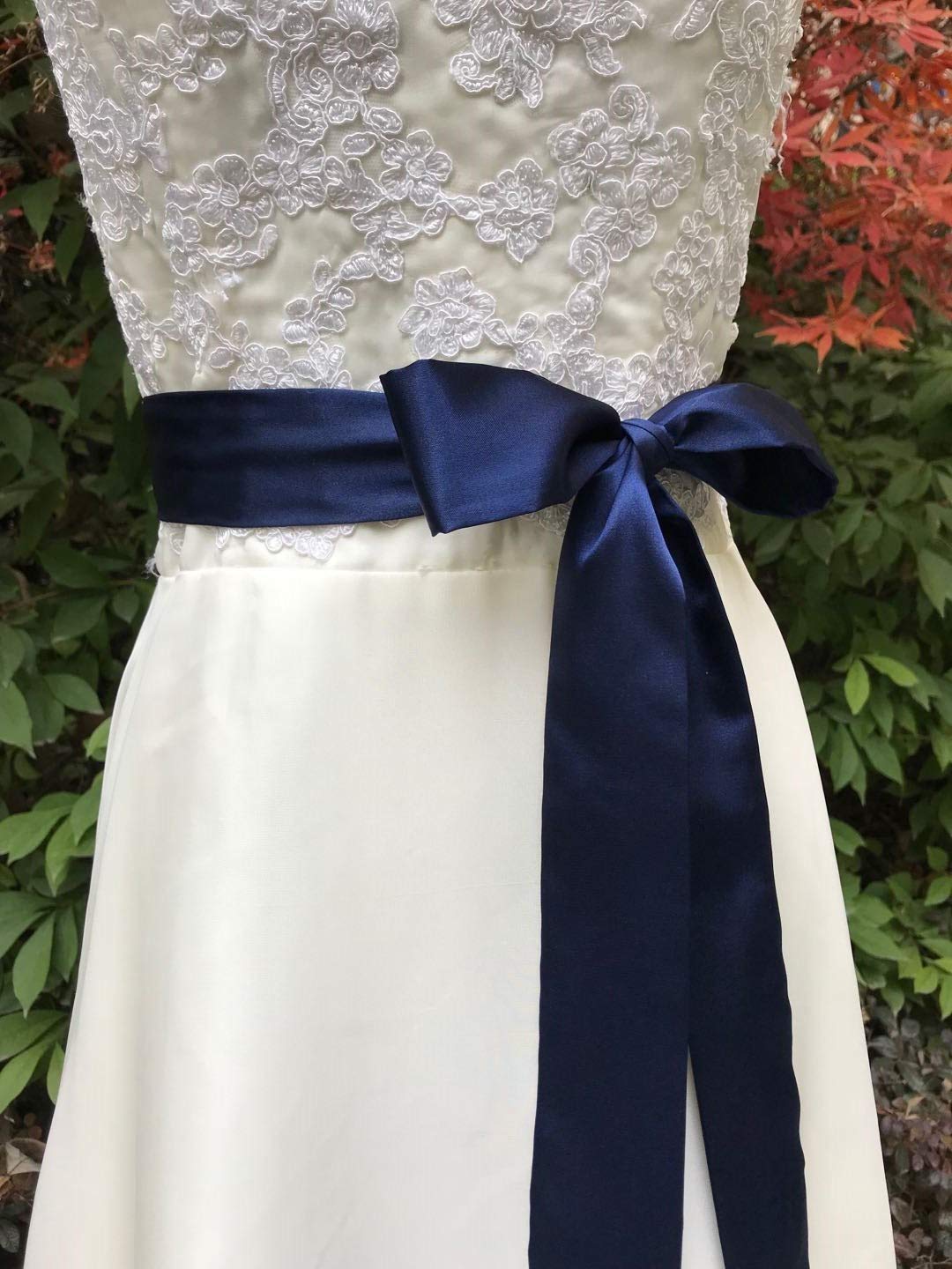 AIMECHA Satin Sash Belt For Bridal Wedding Bridesmaid Dress Belt 2'' Wide Silk Satin Material (Navy)