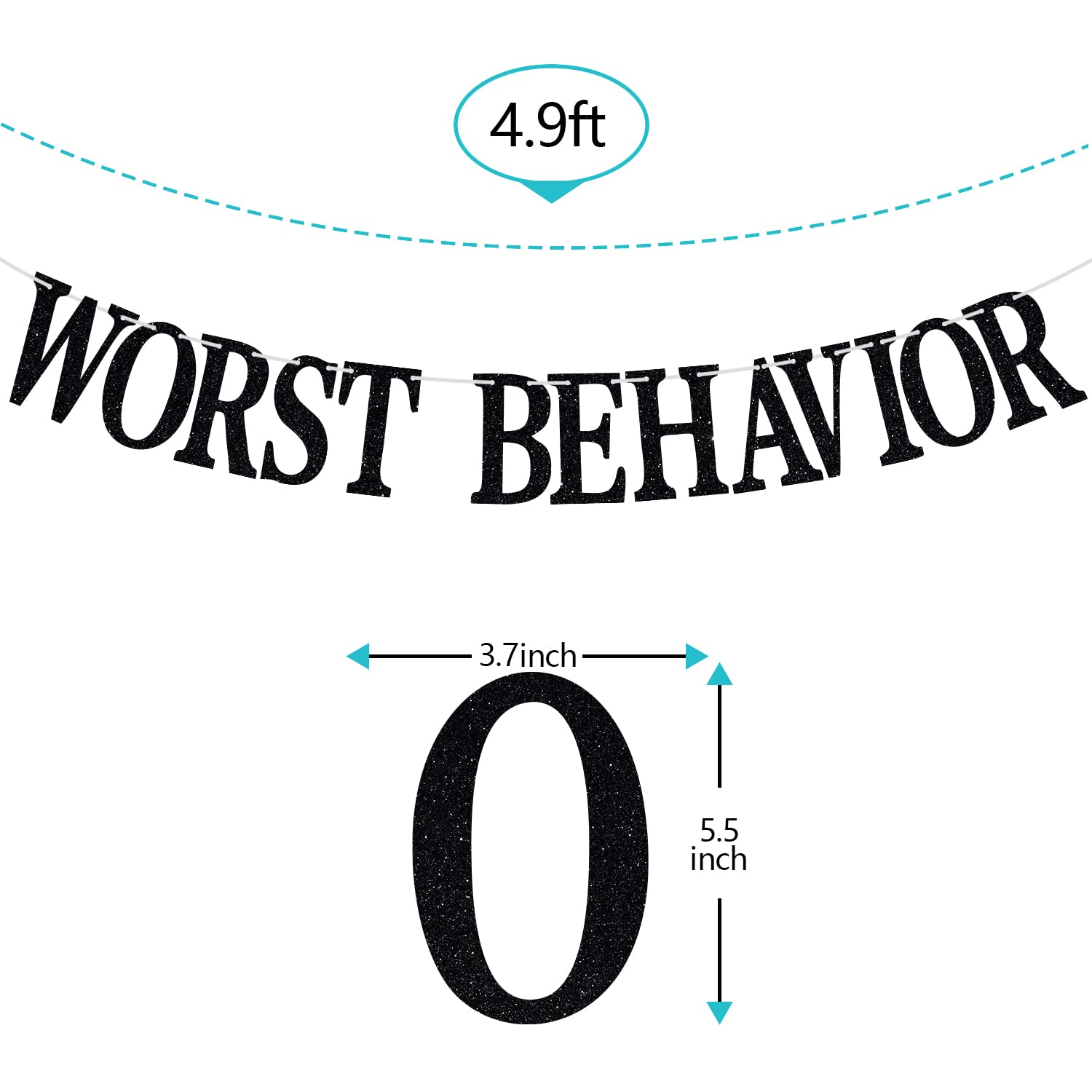 Black Glitter Worst Behavior Banner, Drake Party Decor, Baby Shower/Bridal Shower/Wedding/Birthday Party Decoration Supplies, Photo Backdrop