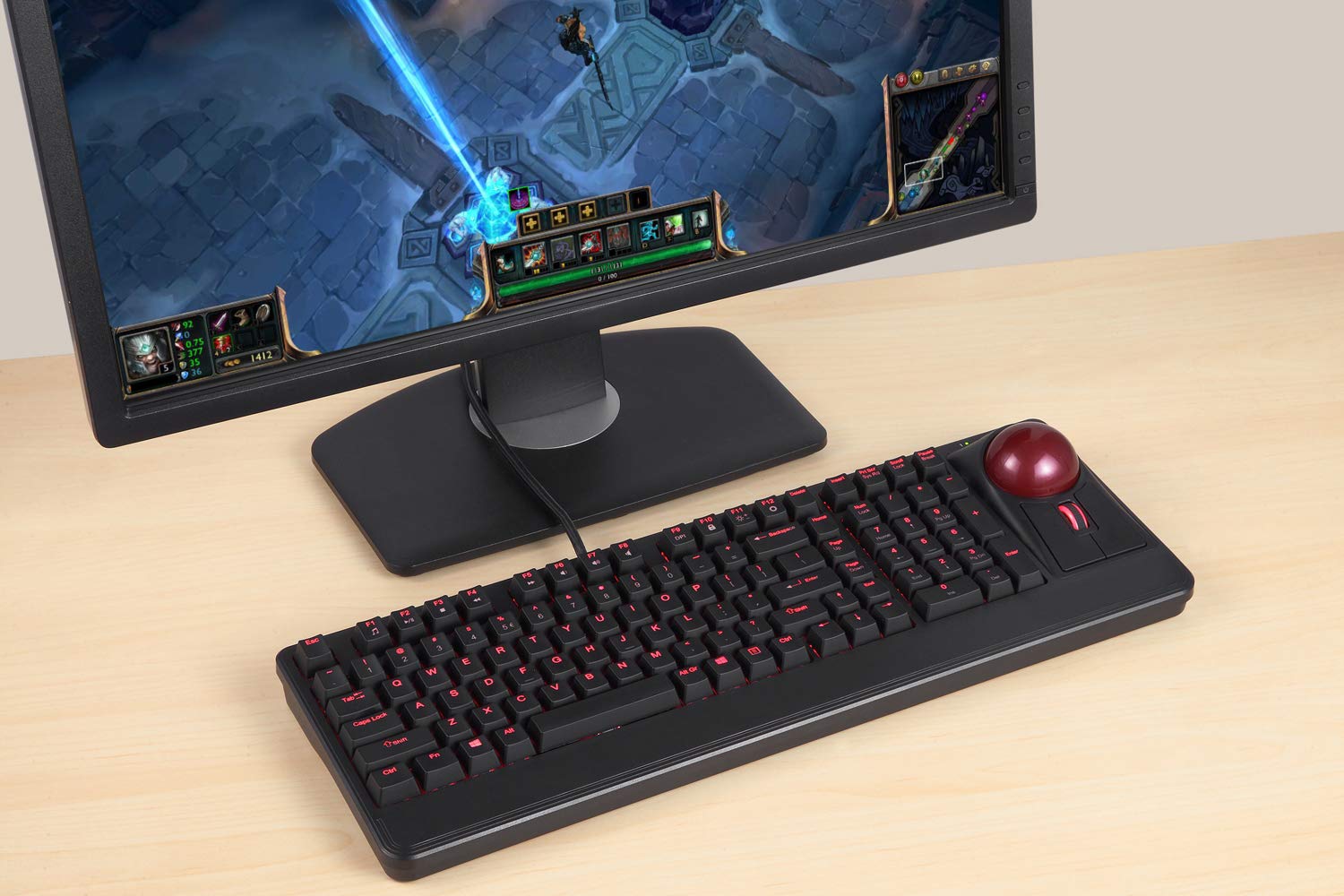 Perixx Periboard-322 Wired Mechanical Trackball Keyboard with 2 Hubs, 2.17 Inch Large Trackball, RGB Backlit Design, US English Layout (PB-322BUS-11577)