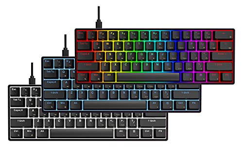 AG AC61M GK61 RGB Gaming Keyboard - 61 Keys Aluminum Case Two USB-C Ports PBT Keycap Hot Swappable Programmable for PC/Mac Gamer (Gateron Optical Red, Black Color)