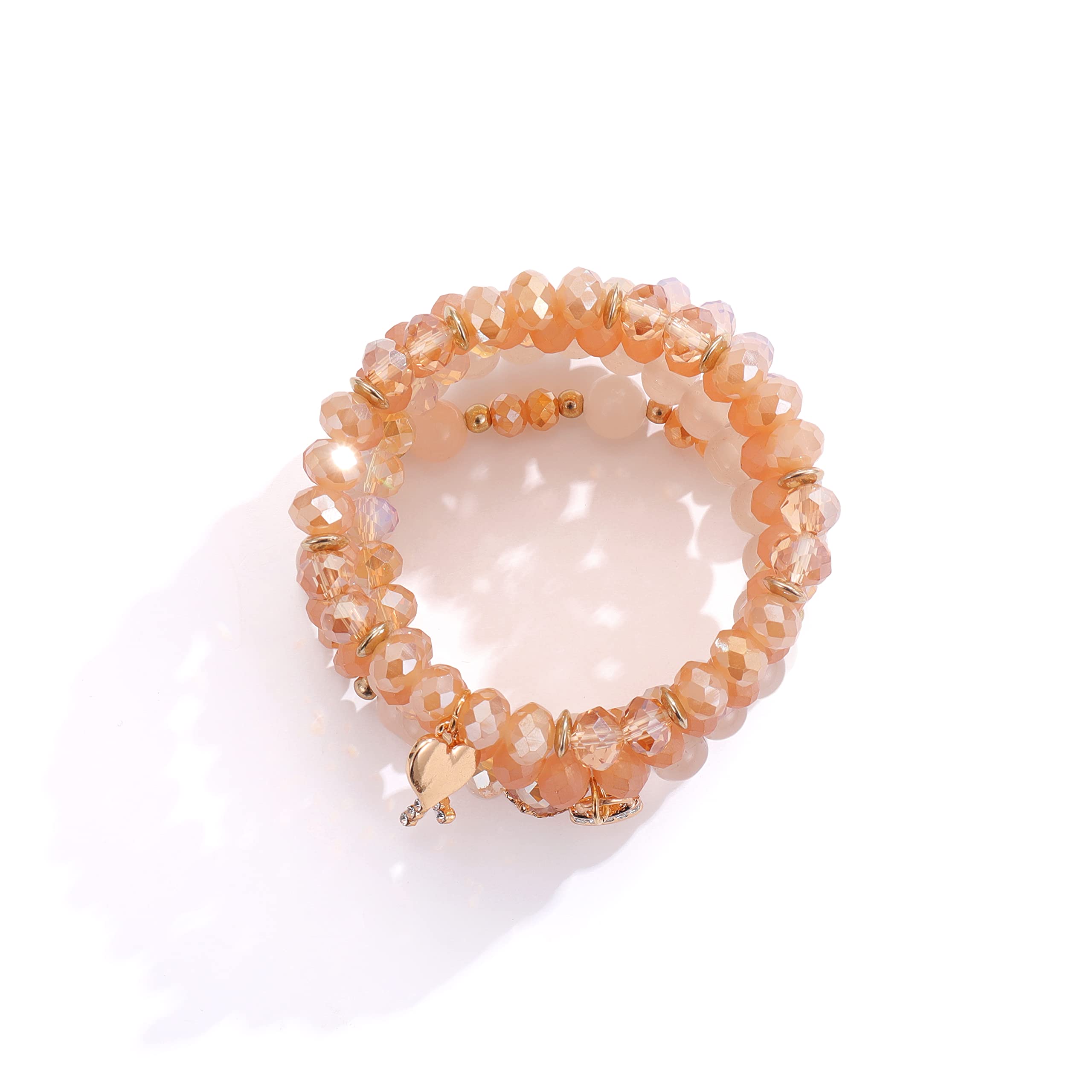 Aganippe Bohemian Beaded Bracelets for Women Stackable Bracelets Set Stretch Multilayer Stack Beads Charm Bracelets Women Girls Handmade Jewelry(5pcs)
