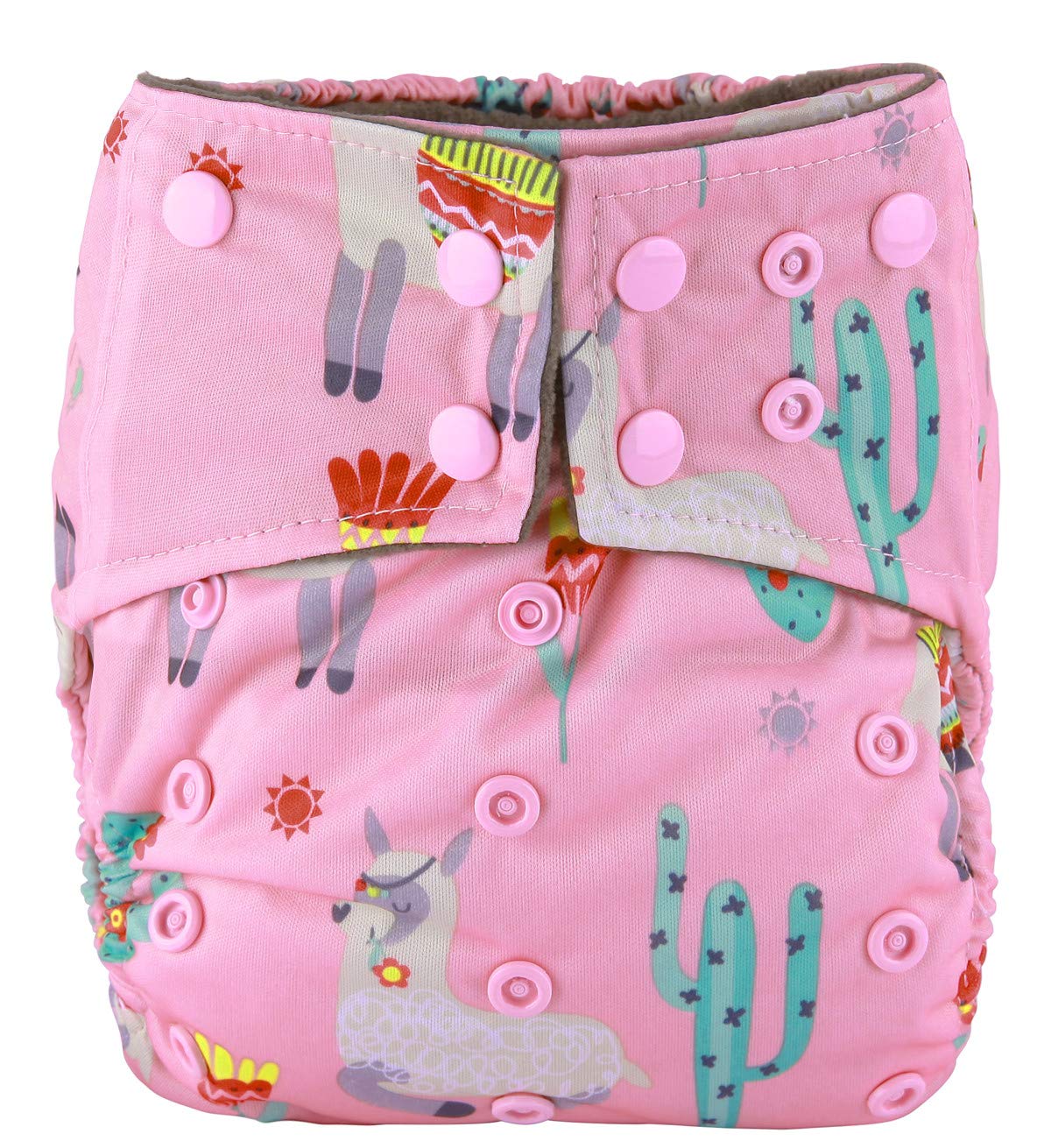 Sigzagor 3 AIll in One Cloth Diapers Nappies for Night AIO Sewn in Insert Reusable Washable (Flower Set)