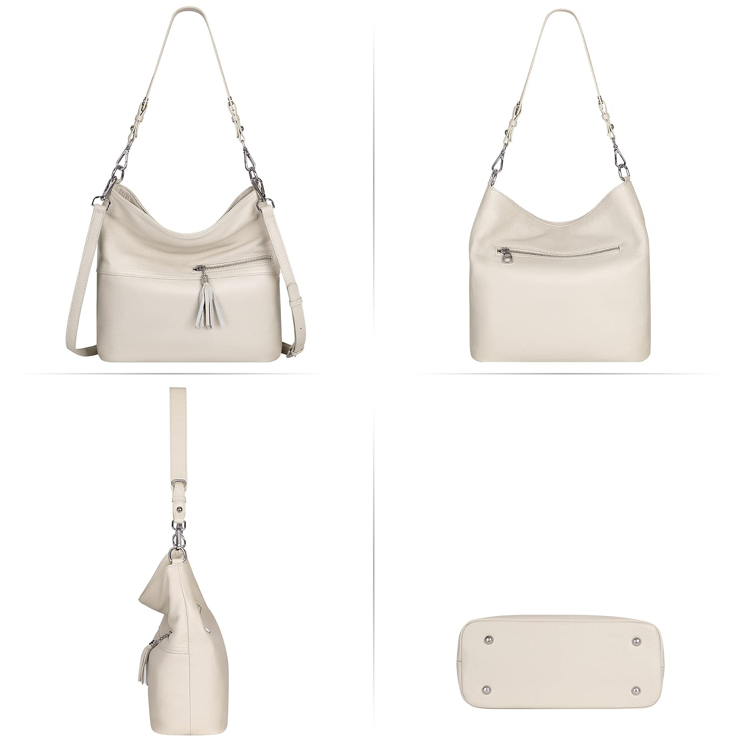 ALTOSY Women Leather Purses and Handbags Genuine Leather Shoulder Bag for Women Ladies Crossbody Purses Medium （S103 Light Grey）