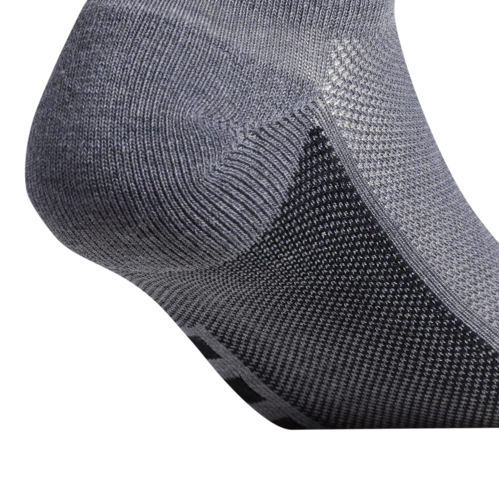 adidas Men's Superlite Stripe 3 No Show Socks (3-Pair), Heather Dark Grey/Black/Night Grey, Large