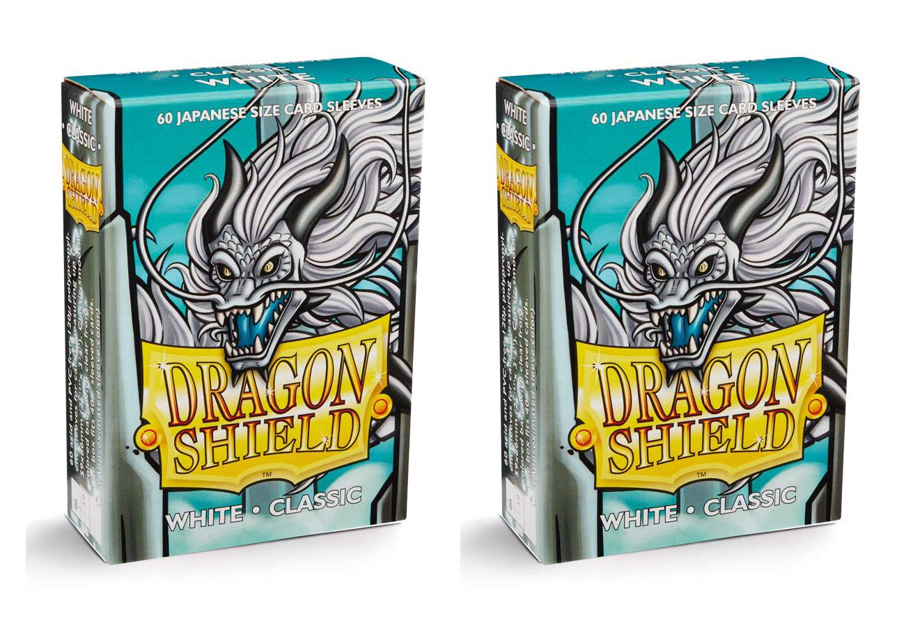 Dragon Shield Bundle: 2 Packs of 60 Count Japanese Size Mini Classic Card Sleeves - White