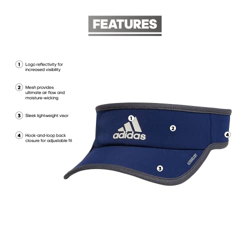 adidas Men's Superlite Adjustable Fit Sport Performance Visor, Dark Blue/Onix Grey/White, One Size