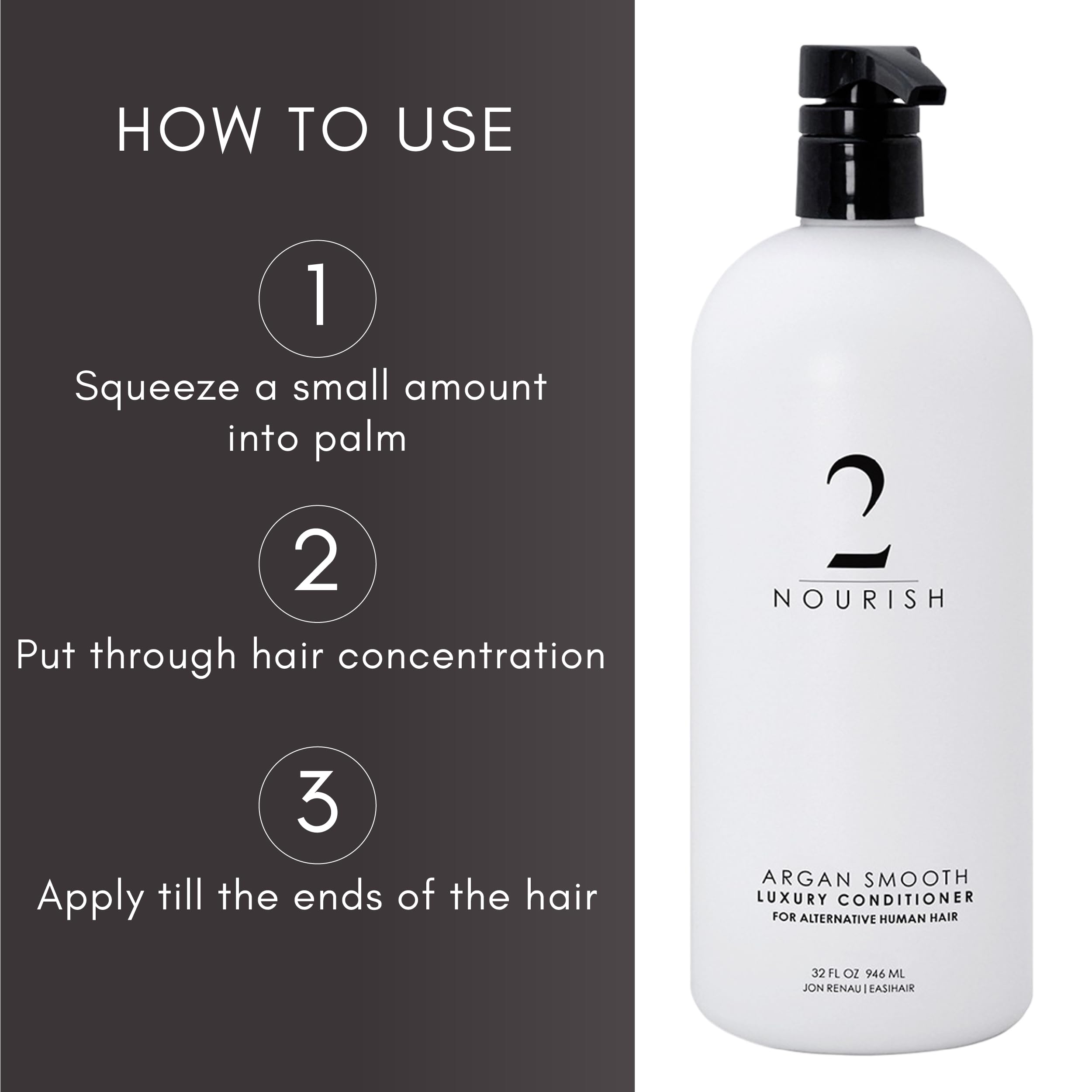 Jon Renau Argan Smooth Luxury Conditioner for Human Hair Wigs, 32 Ounce