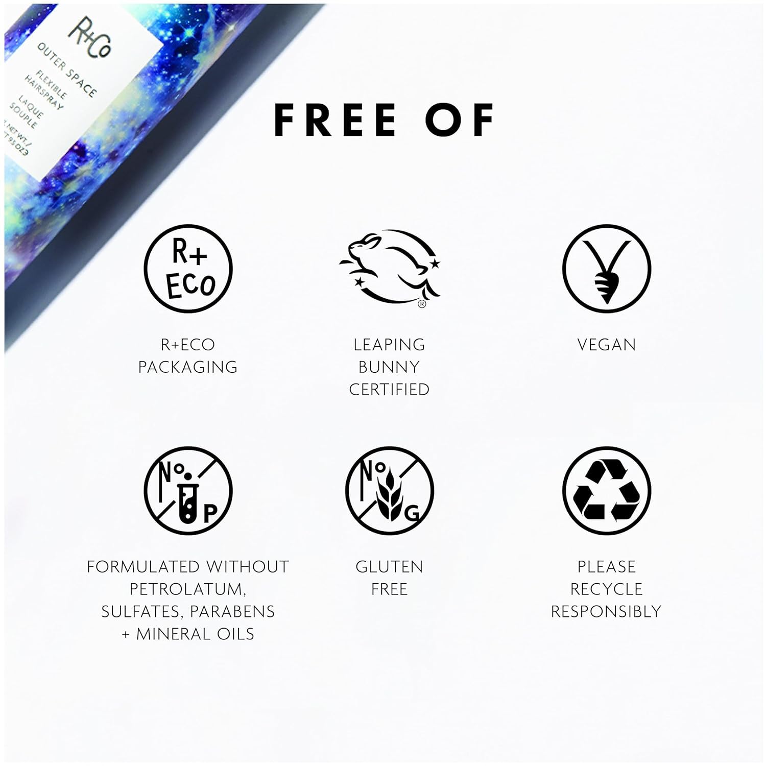R+Co Outer Space Flexible Hairspray | Every Day Use + Lightweight + Sticky-Free | Vegan + Cruelty-Free | 9.5 Oz