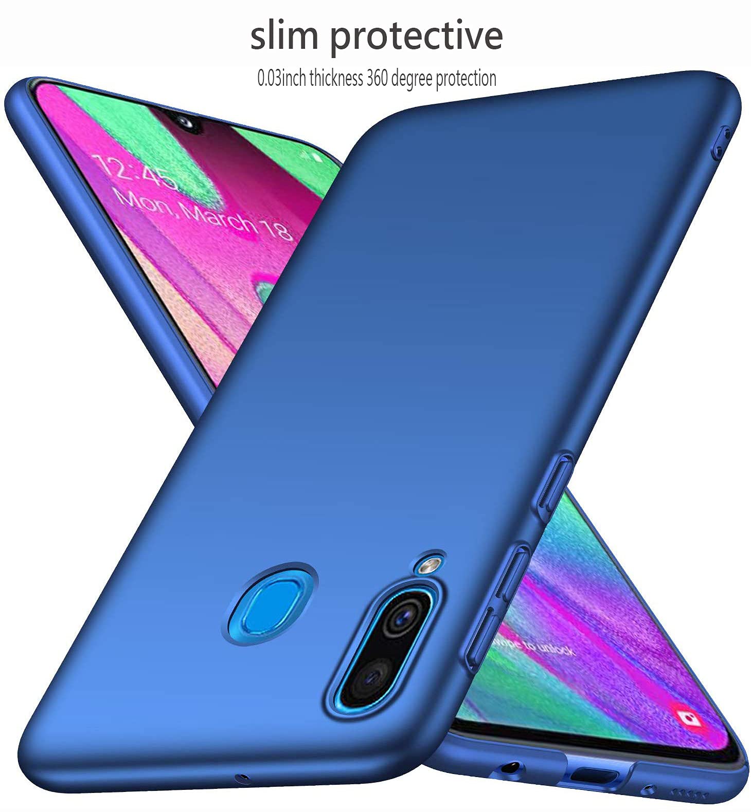 Ahonest Case for Samsung A40 Slim Protective Samsung Galaxy A40 Phone Case [Protect from ShockScratchSlipMarks] [Ultra Thin] [Matte Finish] Durable PC Hard Cover for Samsung Galaxy A40 (Blue)