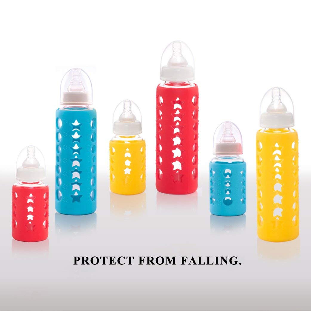 Glass Baby Feeding Bottle Cover, RTDEP Anti-Slip Baby Bottle Sleeve Silicone Covers Protect Insulating