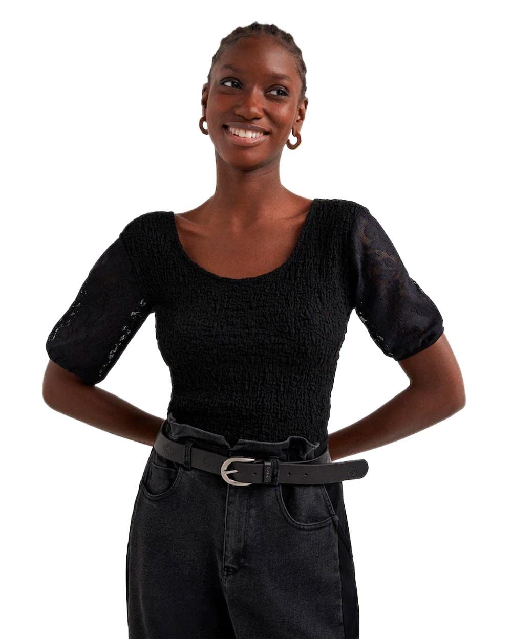 Desigual woMens Casual Blouse, Black, Large US
