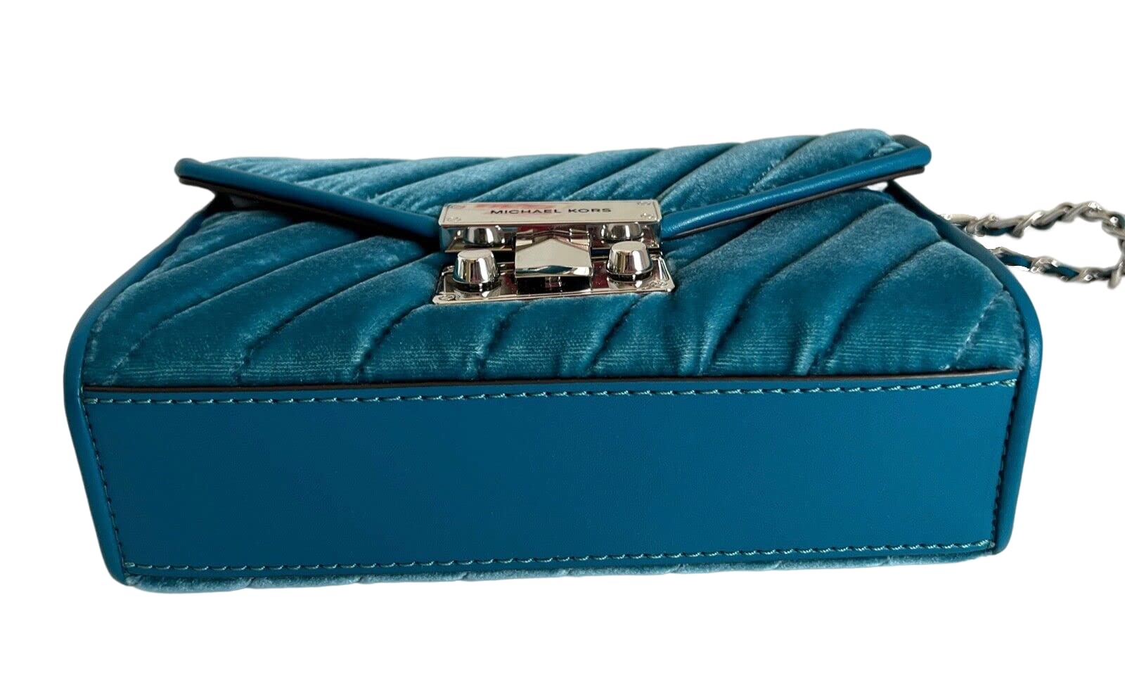 Michael Kors Small Rose Quilted Velvet Shoulder Flap Bag, Lagoon