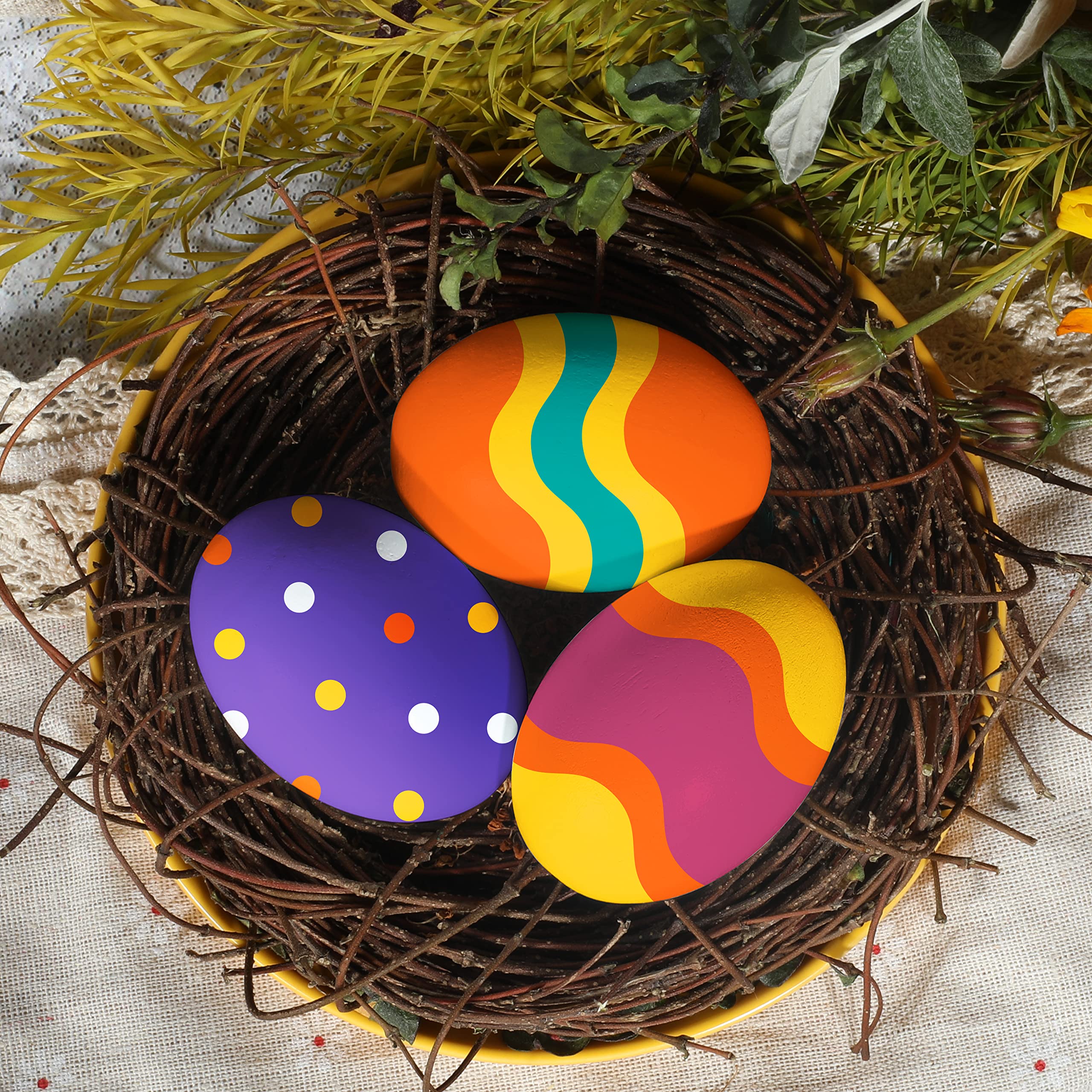JOYIN 24 Pcs 2.36" White Easter Wood Eggs, Craft Fake Eggs, Decorating Eggs for Kids Easter DIY Paint Your Own Egg Decor, Easter Craft, Easter Basket Stuffers, Easter Eggs Hunt, School Supplies