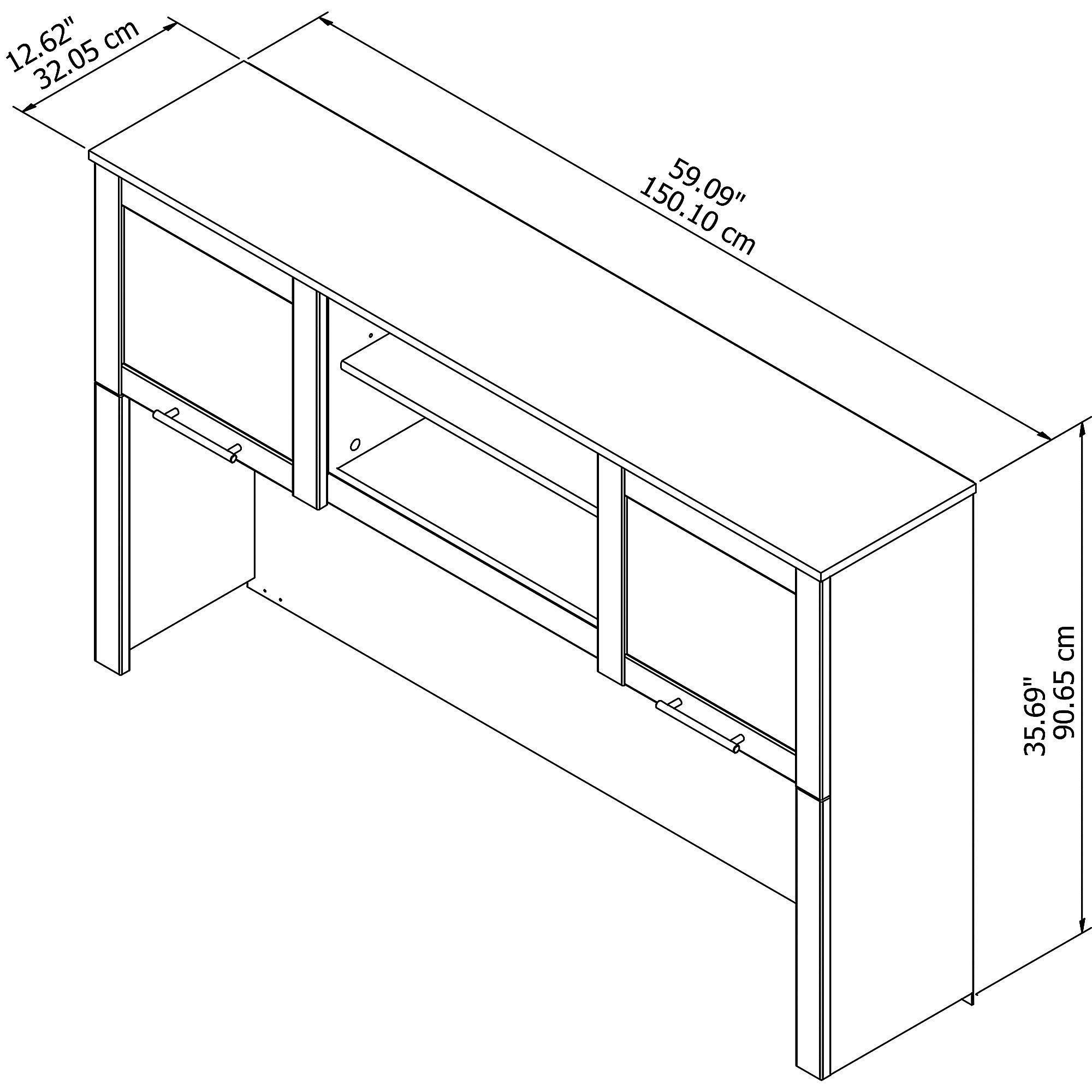 Bush Furniture Somerset 60W Desk Hutch in White and Storm Gray