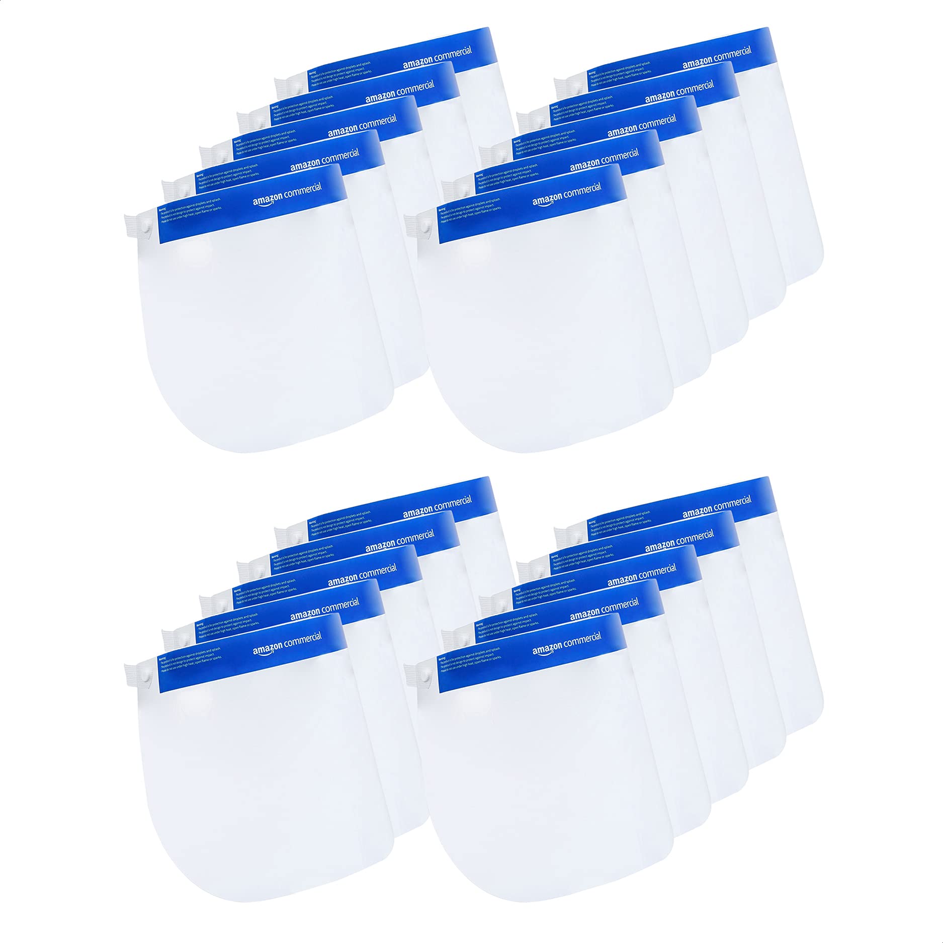 AmazonCommercial Transparent Safety Face Shield, Full Protection Cap Wide Visor, Easy to Clean, Pack of 5