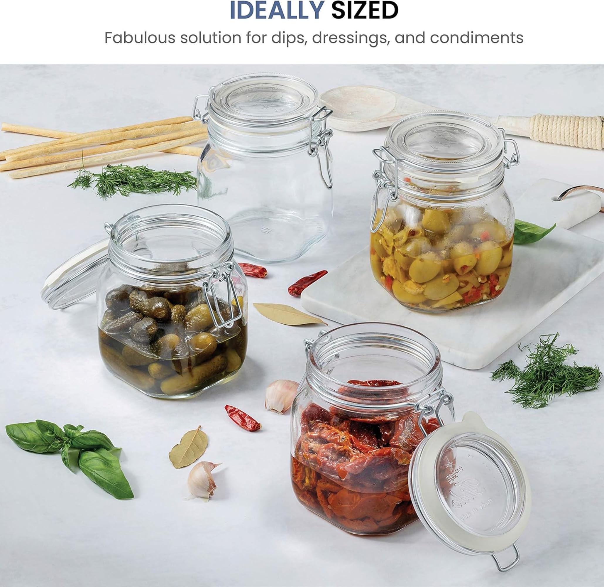 Bormioli Rocco SYNCHKG114546 Fido Clear Glass Jar with 85 mm Gasket , 0.75 Liter (Pack of 2)