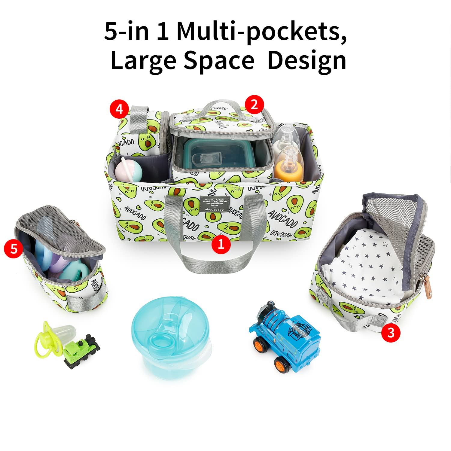Baby Stroller Organizer Bag, Universal Stroller Caddy Organizer Large Space Multiple Pockets Stroller Bag Organizers with Insulated Pocket for Bottle, Diaper, Baby Items - Fit Most Strollers