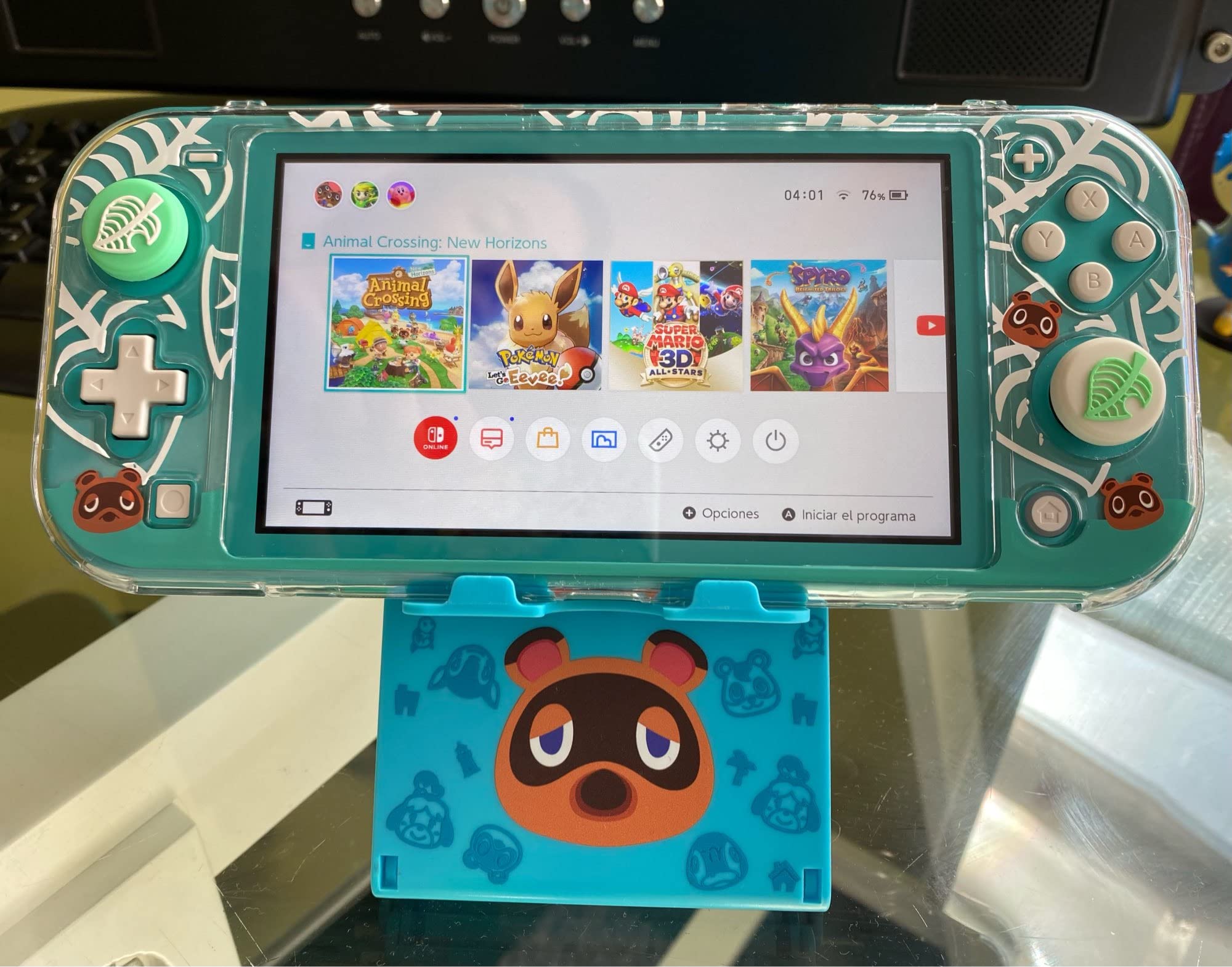 Busjoy Stand for Nintendo Switch, Switch OLED, Steam Deck, Switch Lite, Animal Crossing Angle Adjustable Swicth Holder, Portable Foldable Compact Non-Slip Bracket - Blue