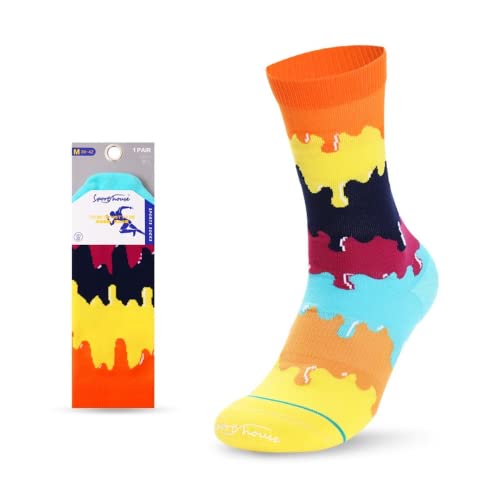 AHAKAC Men's Socks Rainbow Pride Athletic Fit for Sports Golf Skating Running Basketball Biking (Orange,Shoe Size 6-9)