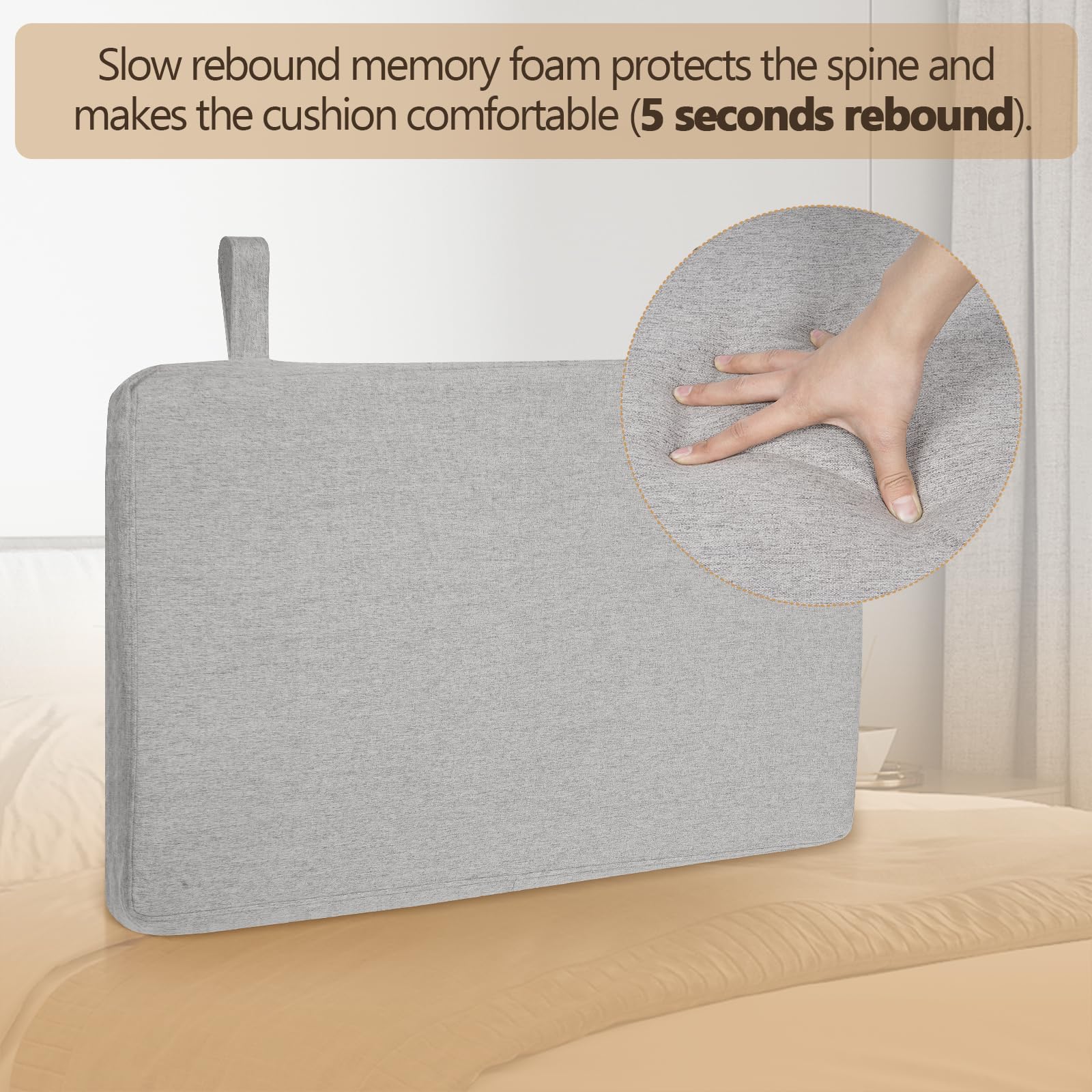uyoyous Wall Mounted Headboard with Fine Linen Upholstered, Modern Adjustable Height Hanging Headboard for Bedroom, Headboard for King Size Bed