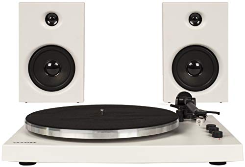 Crosley T150A-WH Modern 2-Speed Bluetooth Turntable System with Variable Weighted Tone Arm and Stereo Speakers, White