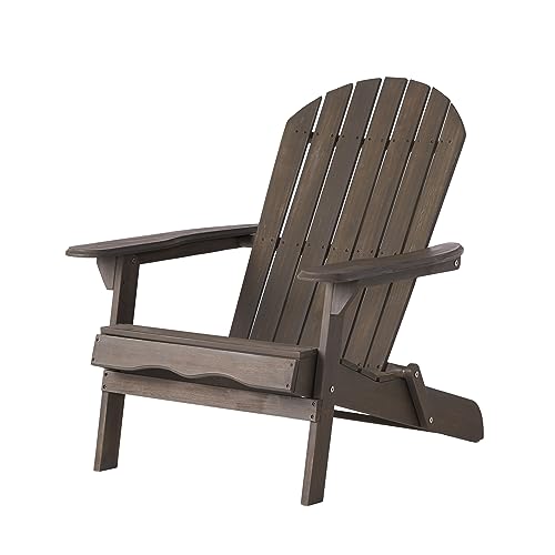 Christopher Knight Home Great Deal Furniture Milan Outdoor Rustic Acacia Wood Folding Adirondack Chair, Gray