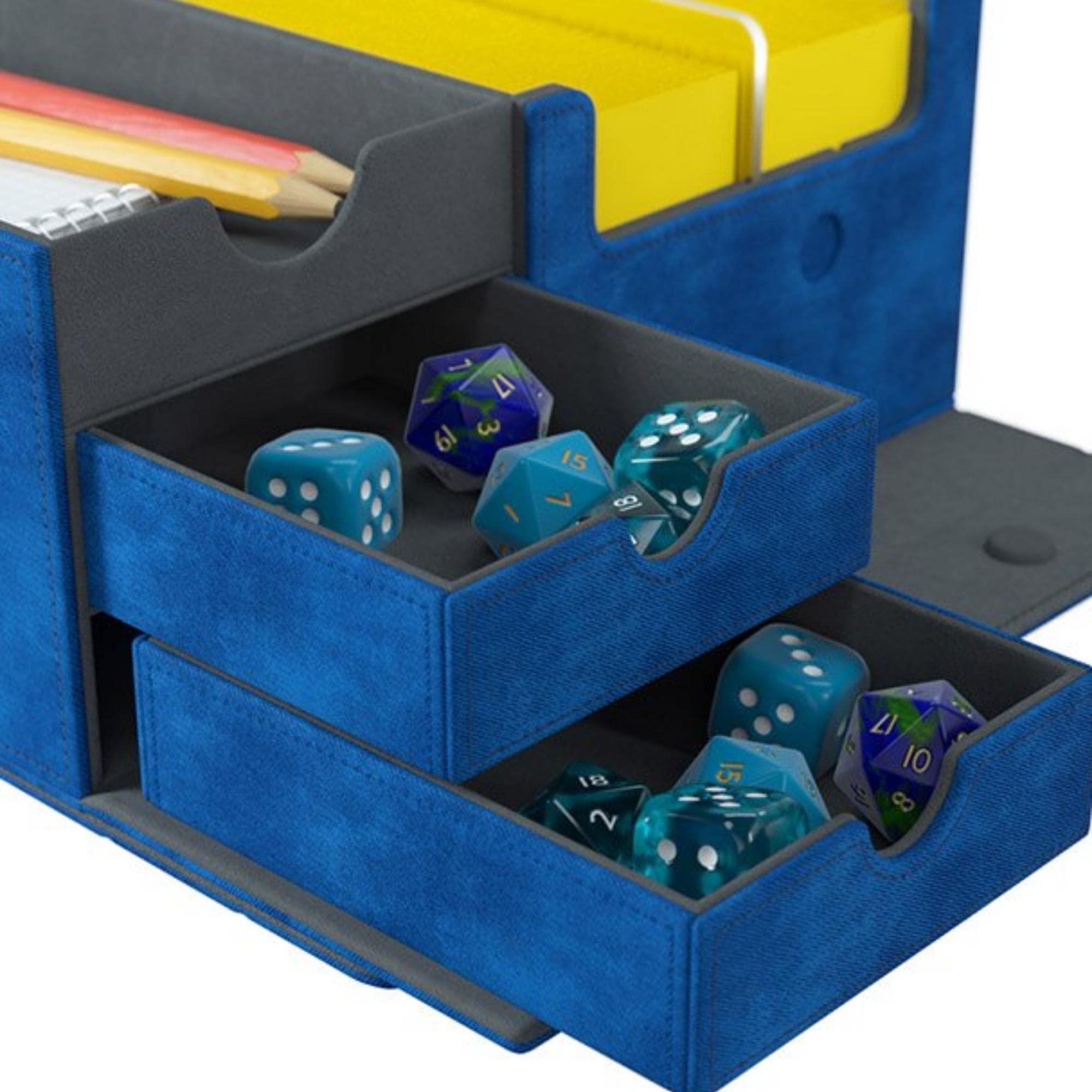 Gamegenic Game's Lair 600+ Convertible Deck Box | Double-Sleeved Card Storage | Premium Card Game Protector | Nexofyber Surface | Holds up to 600 Cards | Blue Color | Made, Various,GGS20087ML