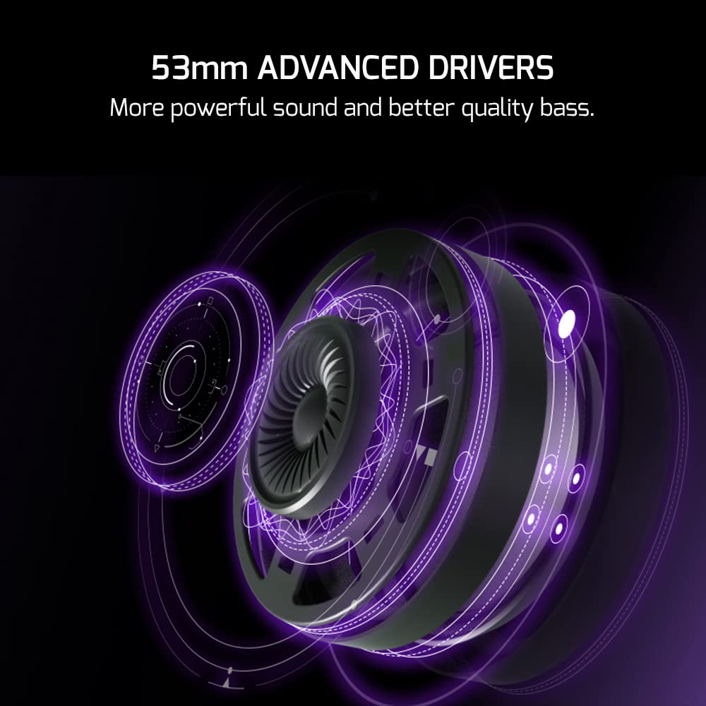 GAMEPOWER Kizaru USB Gaming Headset - 7.1 Virtual Surround Sound, Wired RGB Led Headphones with 53MM Drivers, Comfort Design, 360 Spatial Audio, Noise Cancelling Mic PC, Laptop, Black