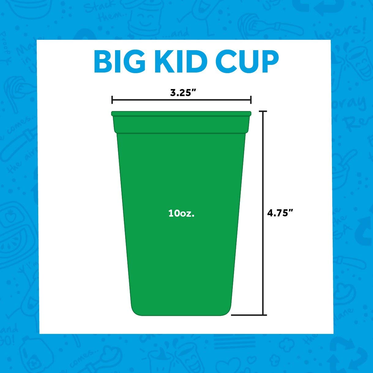 Re-Play Made in USA 10 Oz. Open Cups for Toddlers, Set of 3 - Reusable and Stackable Toddler Cups for Easy Storage - Dishwasher/Microwave Safe Kids Plastic Cups, 4.75" x 3.25", Fall