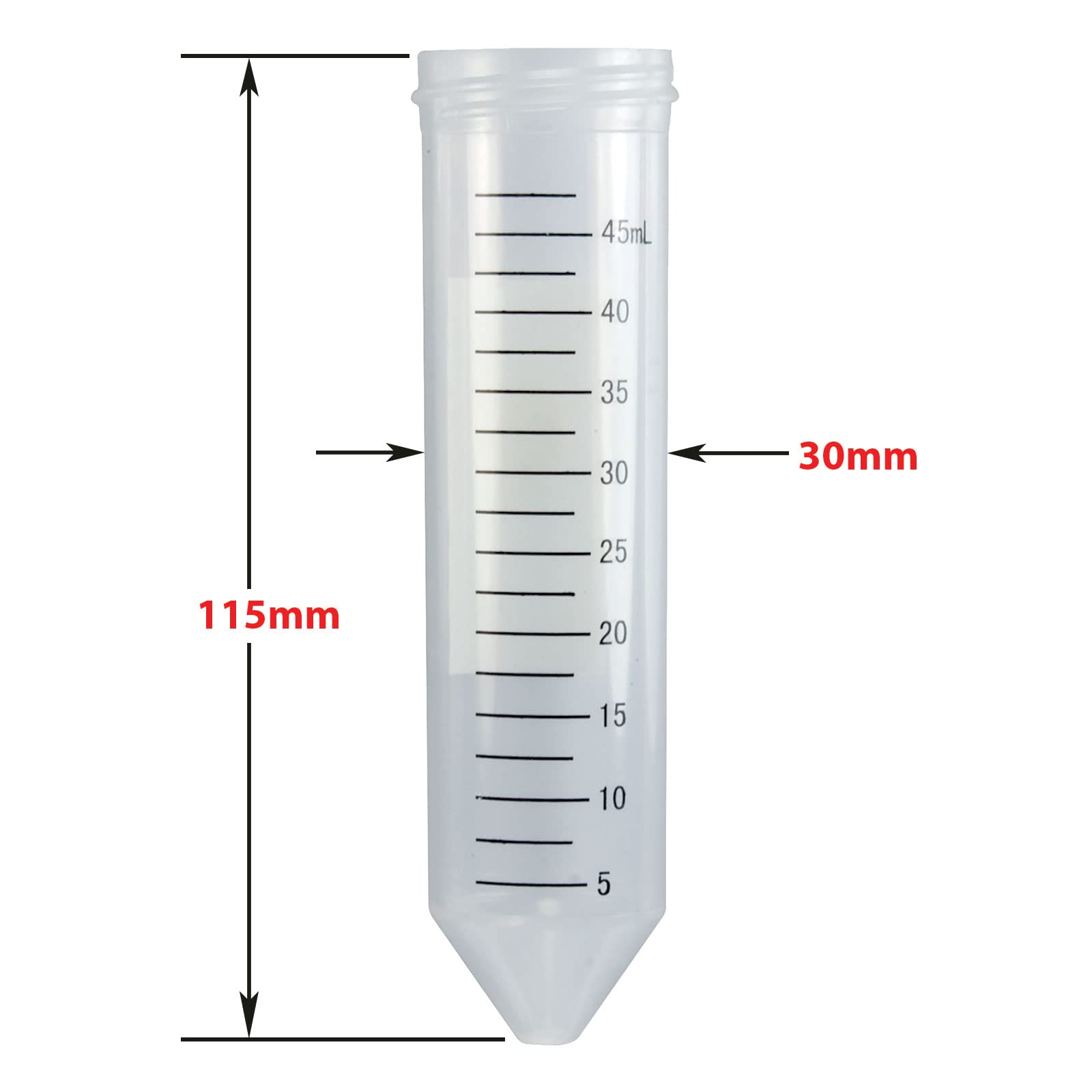 Globe Scientific 6289 Polypropylene Centrifuge Tube with Attached Blue Flat Top Screw Cap, Sterile, Printed Graduation, Rack Pack, 50mL Capacity (Case of 500)