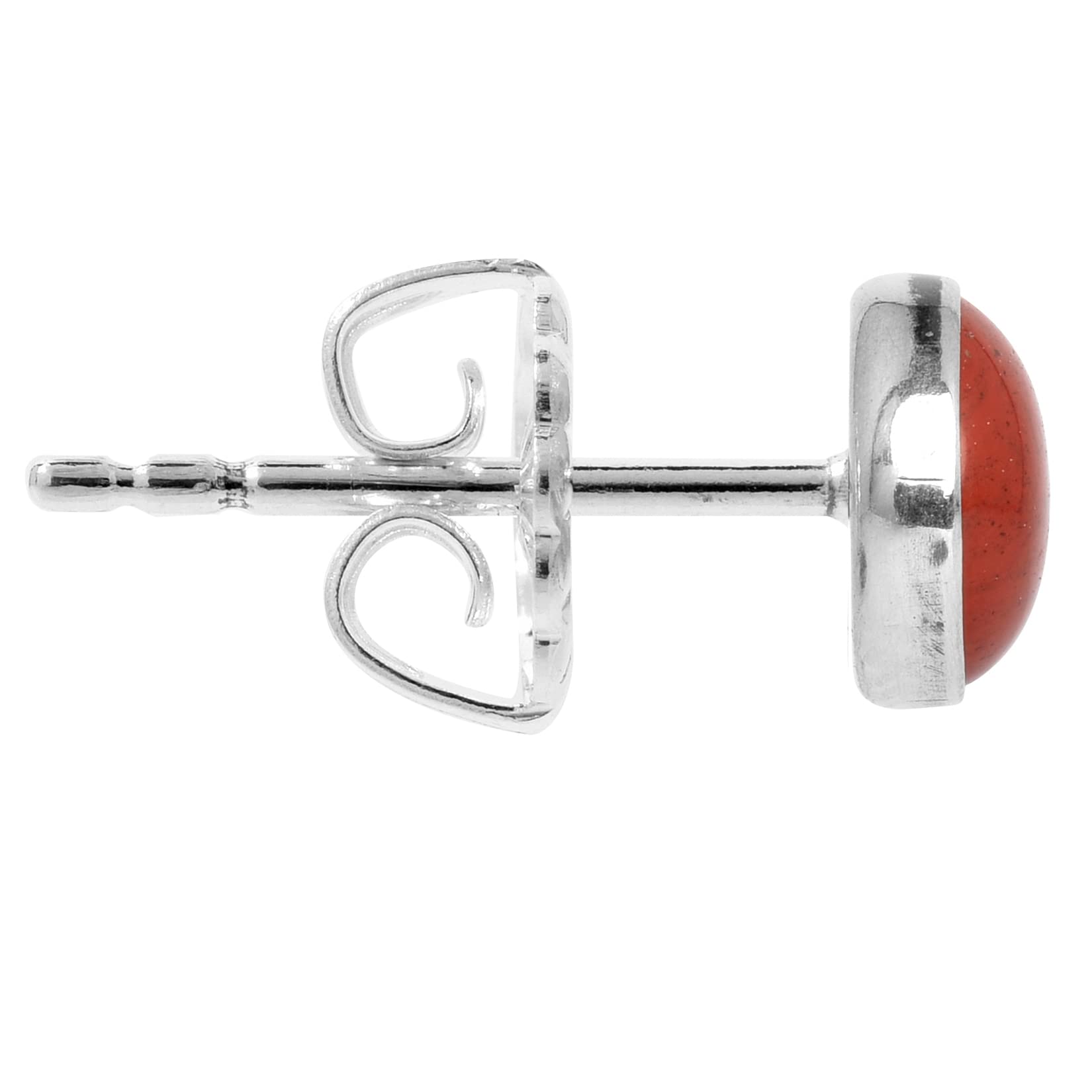 American West Sterling Silver Women's Button Earrings Red Jasper Gemstone