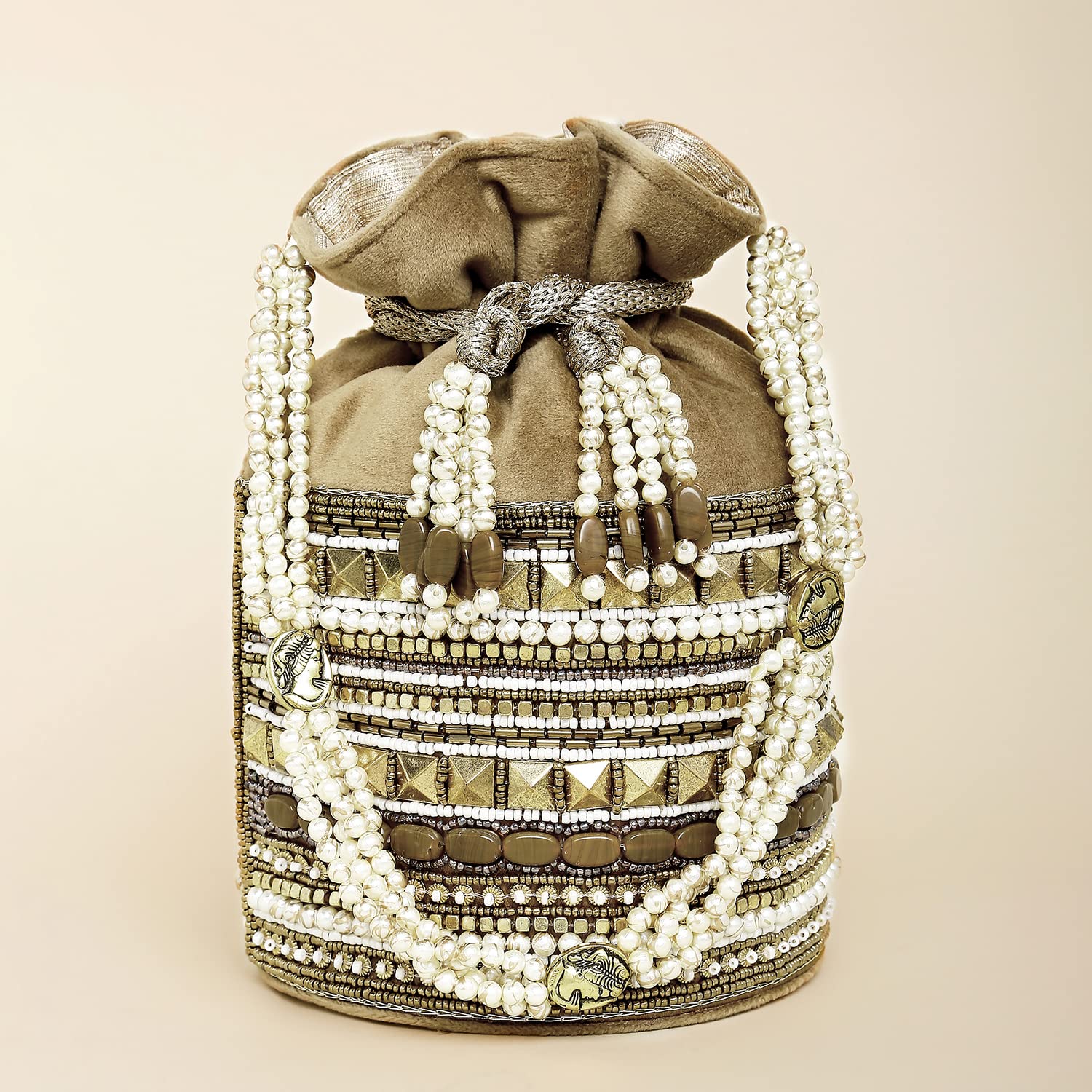 Aheli Indian Potli Bags for Women Evening Bag Clutch Ethnic Bride Purse with Drawstring (P20W)
