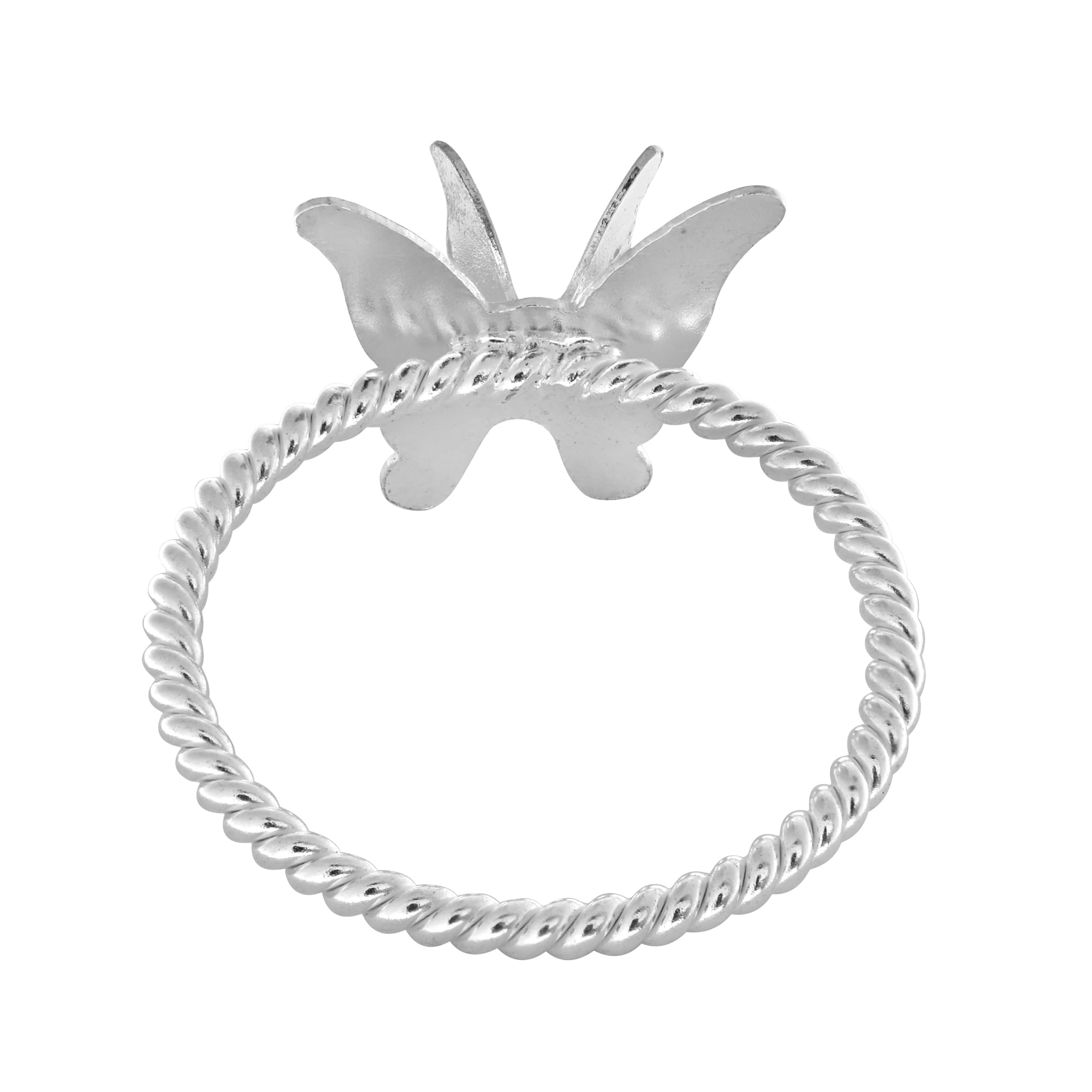 AeraVida Magical Satin Shine 3D Butterfly of .925 Sterling Silver Twisted Band Ring (9)