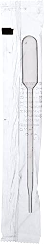 Globe Scientific 137038-100 LDPE Graduated Transfer Pipet, Large Bulb, Sterile, Individually Wrapped, Cellophane Pack, 145mm Length, 5.0mL Capacity (Pack of 100)