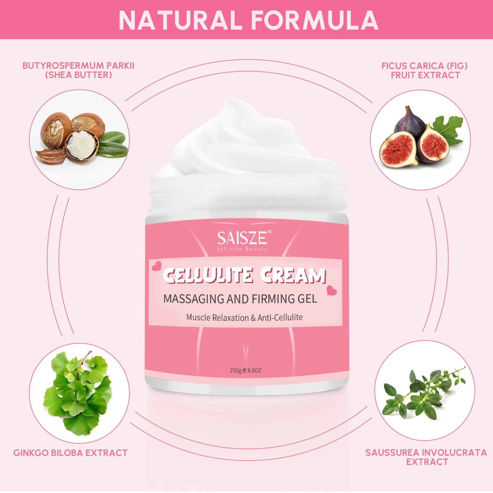 SAISZE Anti Cellulite Body Slimming Cream 8.8oz & Massager and Remover Brush Mitt (Slimming Cream + Massager)