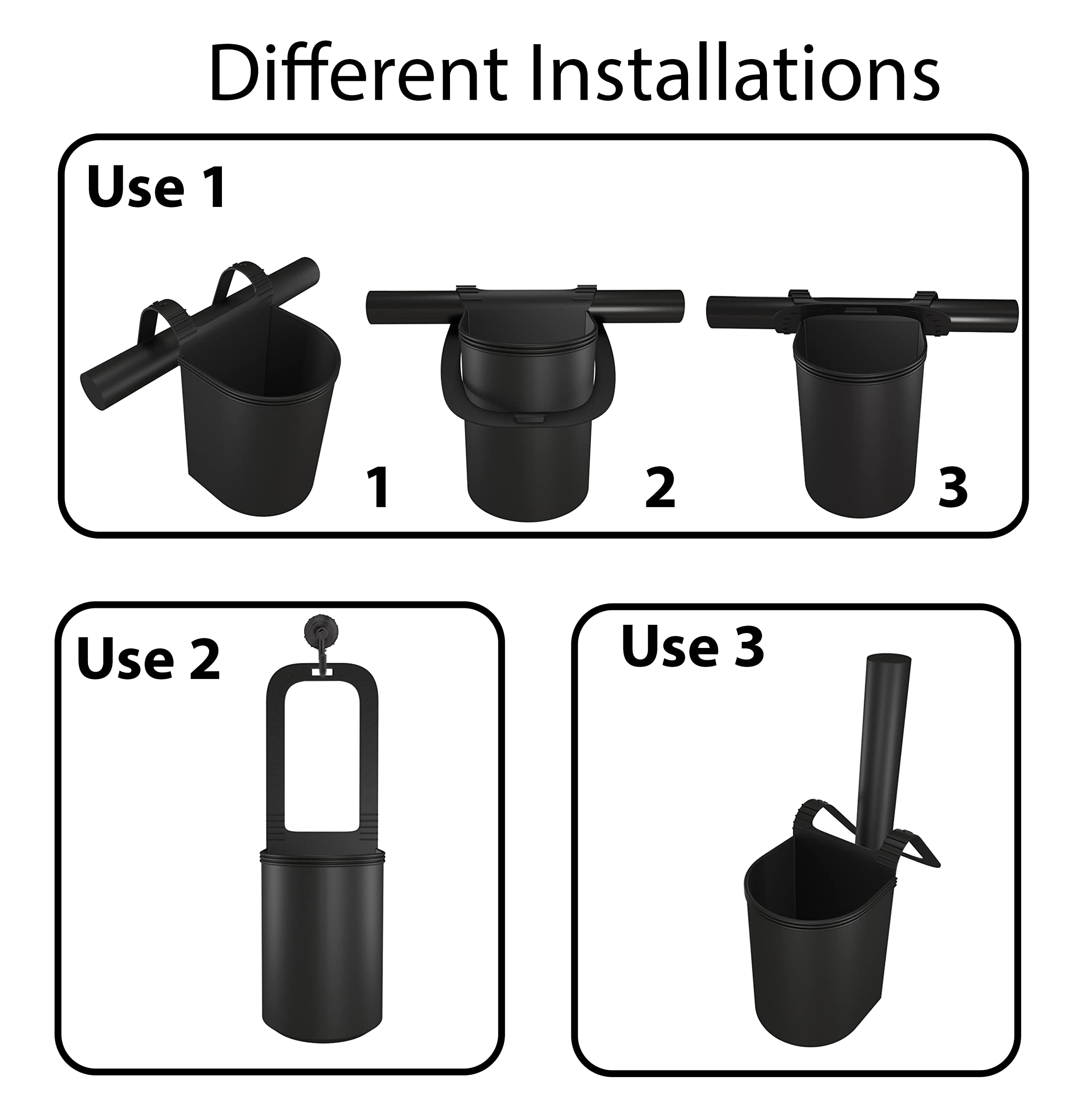 Rebraf Products Silicone Stroller Cup Holder- Stroller Organizer- Phone Holder- Portable Universal Attachment for Stroller, Walker, Bike, Wheelchair, Scooter, Lawn Chair, Beach Chair (Black)