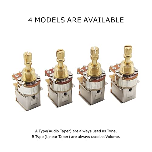 FLEOR 2pcs A250K Push Push Guitar Pots Short Copper Split Shaft Audio Taper Potentiometers