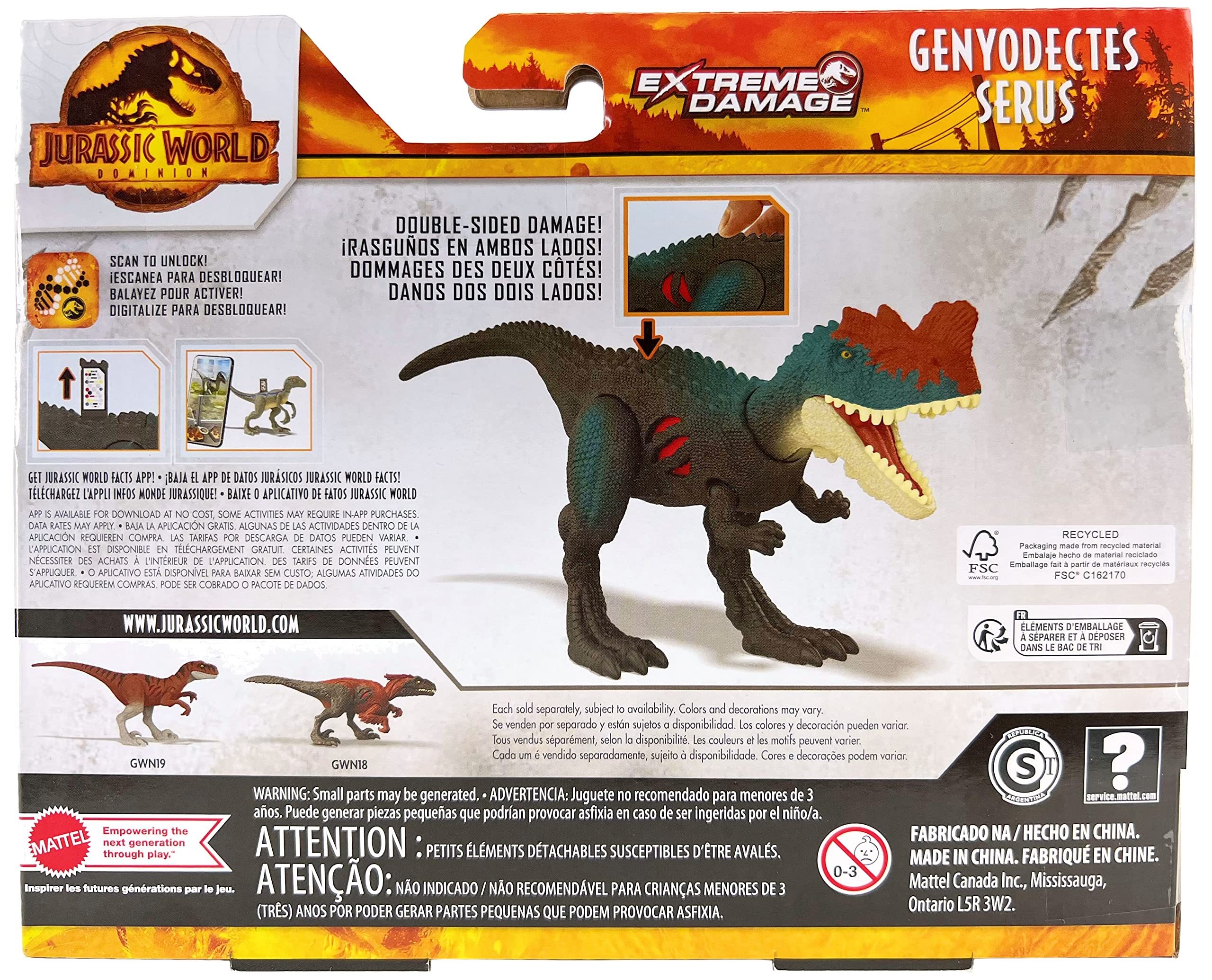 Jurassic World Dominion Extreme Damage Genyodectes Serus Dinosaur Action Figure