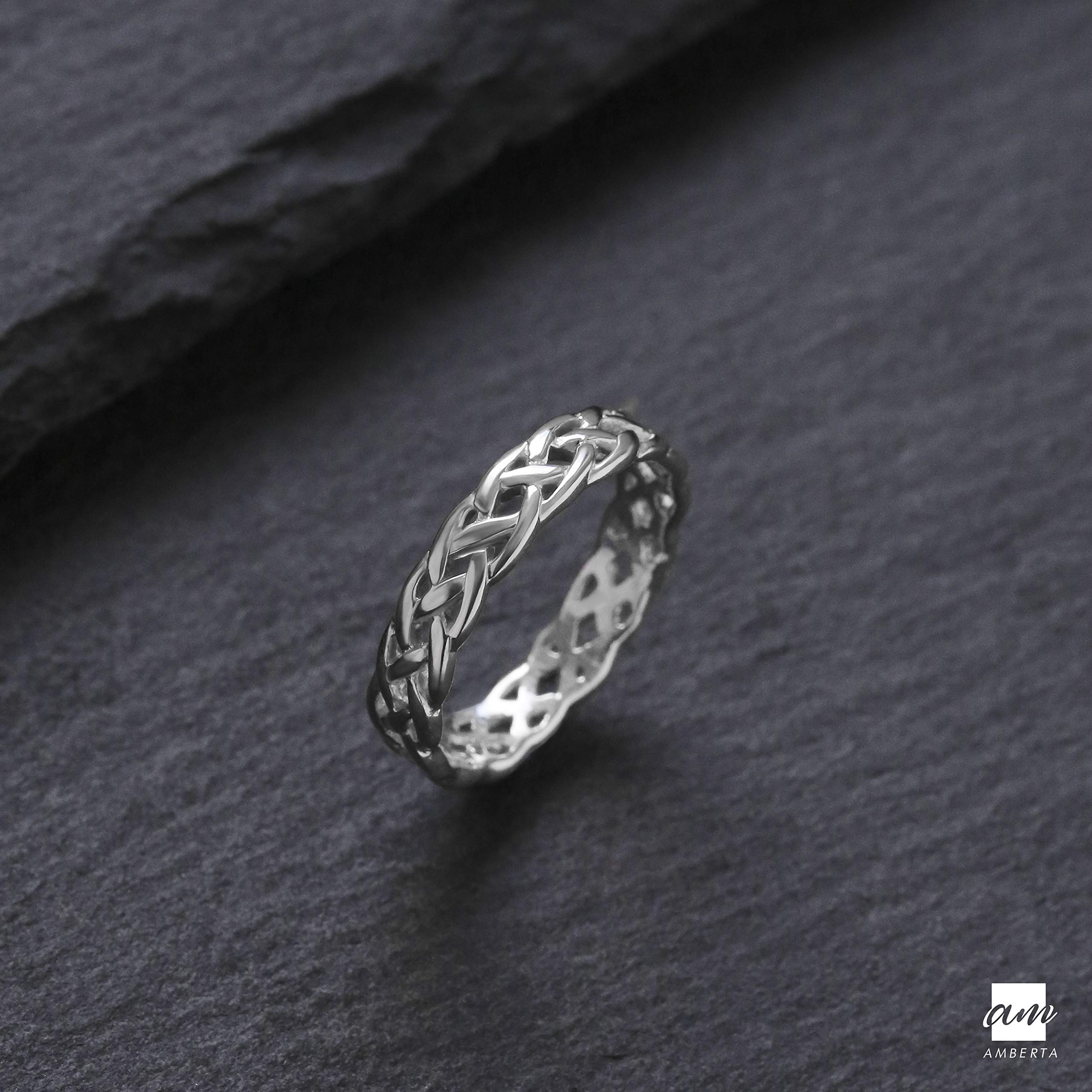 Amberta Women's 925 Sterling Silver Ring Celtic Knot Design Eternity Band: Inside Circumference 48 mm - Size 4.25