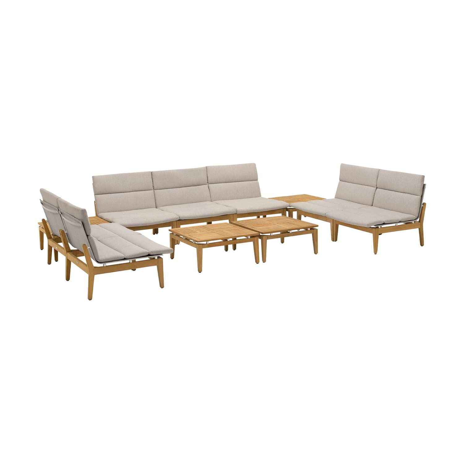 ARMEN LIVING SETODARLT7A4B Arno 11 Piece Teak Wood Seating Set, Beige